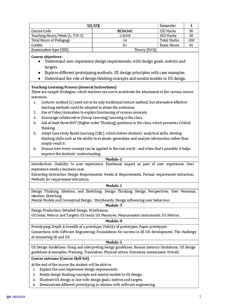 UI-UX_Syl | PDF | Cognitive Science | Learning