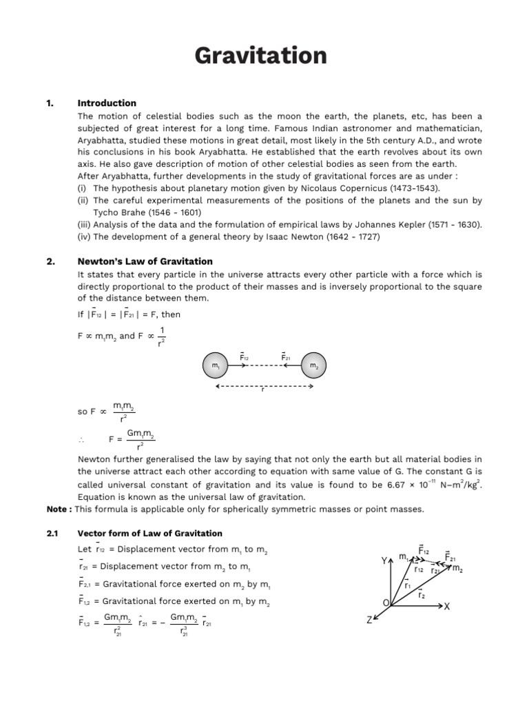 Gravitation | PDF | Force | Newton's Law Of Universal Gravitation