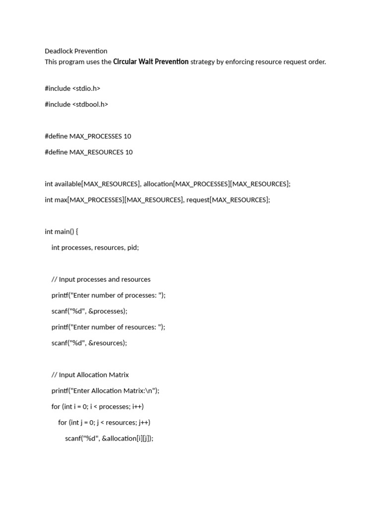 Deadlock Prevention | PDF
