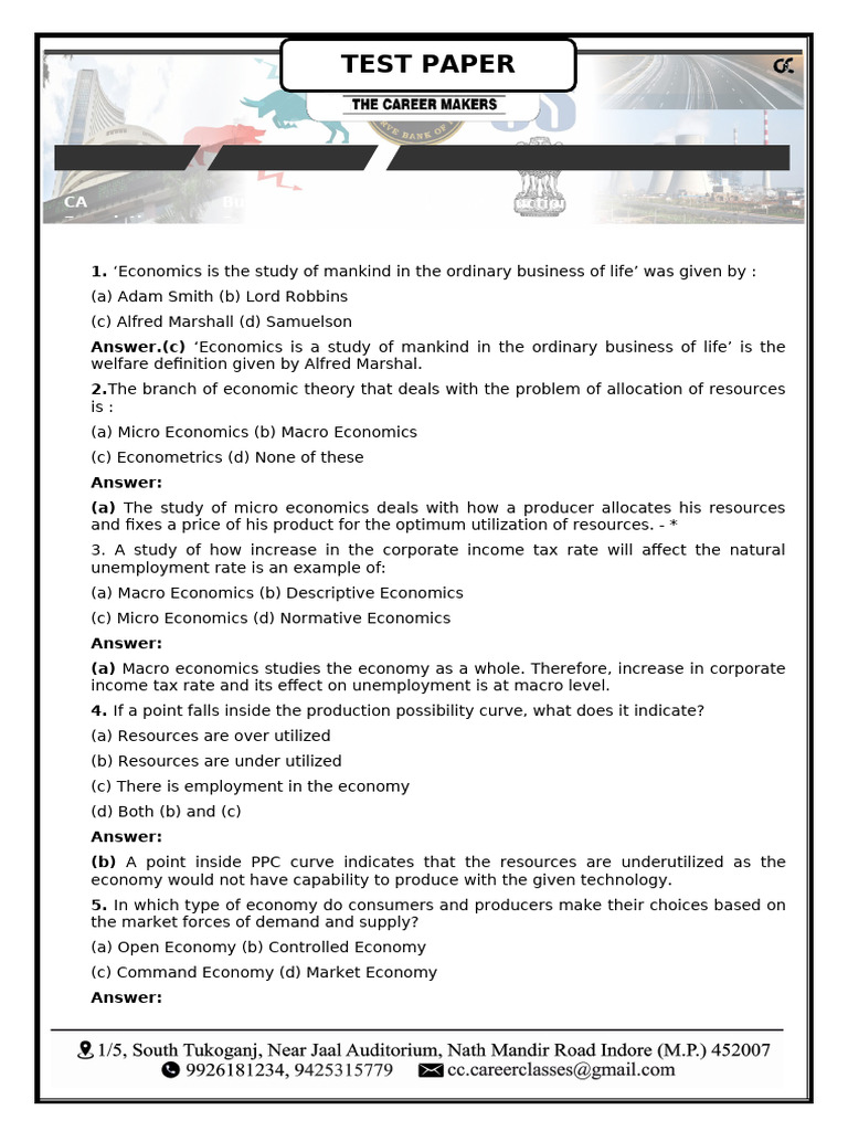 Economics Concepts and Definitions Quiz | PDF | Economics | Microeconomics