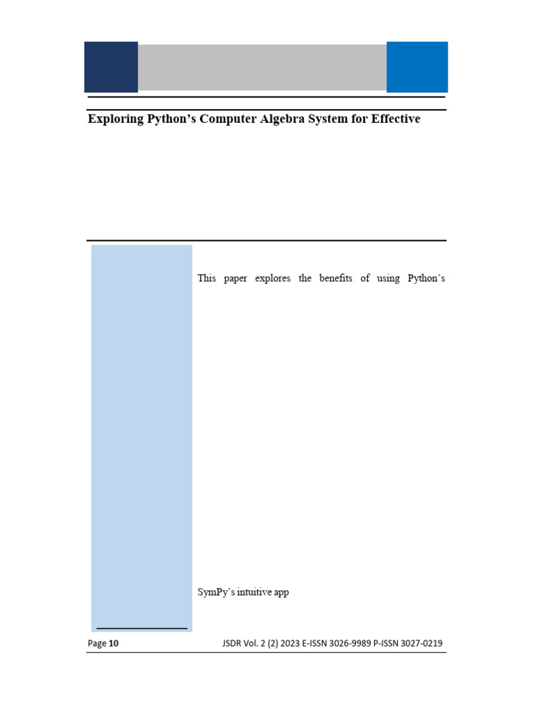 Exploring Python’s Computer Algebra System for Effective training in ...