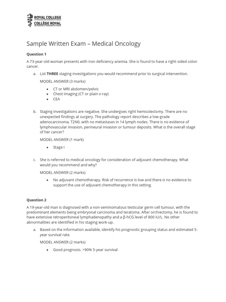 Medical Oncology Exam: Key Concepts and Cases | PDF | Chemotherapy ...