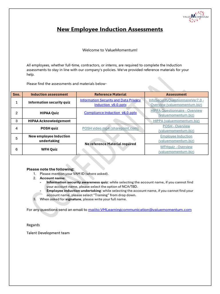New Employee Induction Assessments | PDF | Cybercrime | Data Management