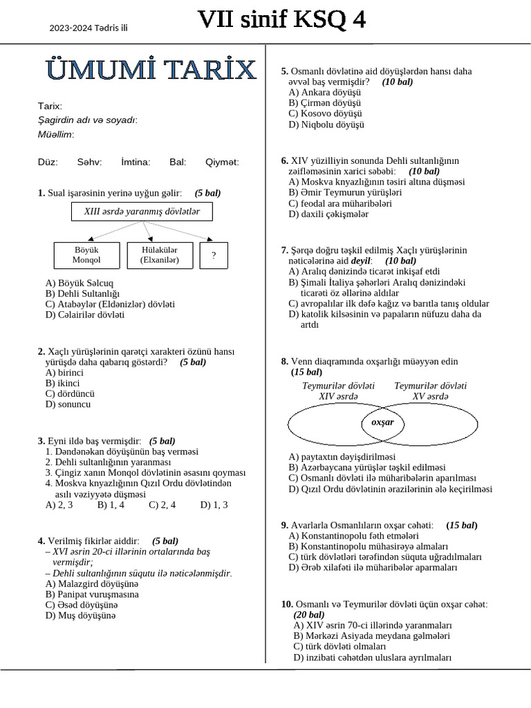 VII Sinif KSQ 4 Üm Hazır Ş - 111313 | PDF