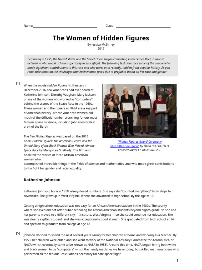 The - Women - of - Hidden - Figures - Class 8 | PDF | Hidden Figures ...