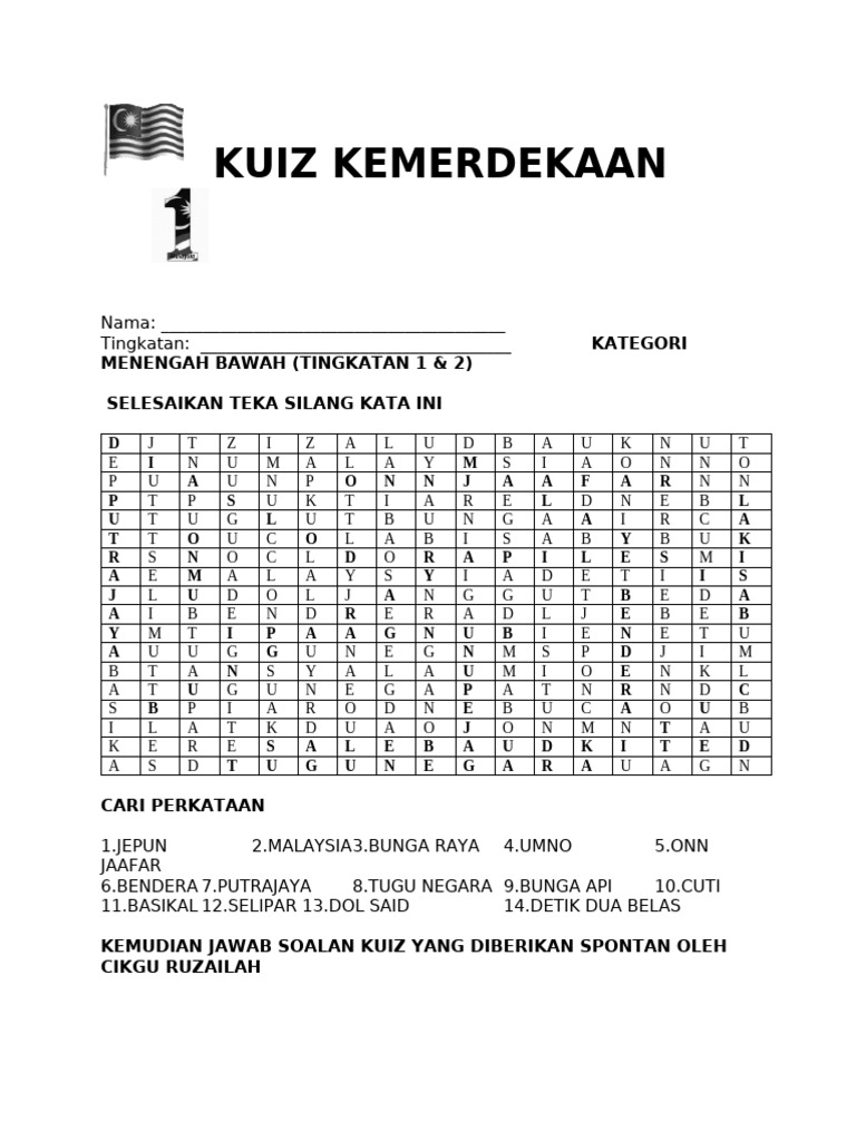 Kuiz Kemerdekaan Jawapan | PDF