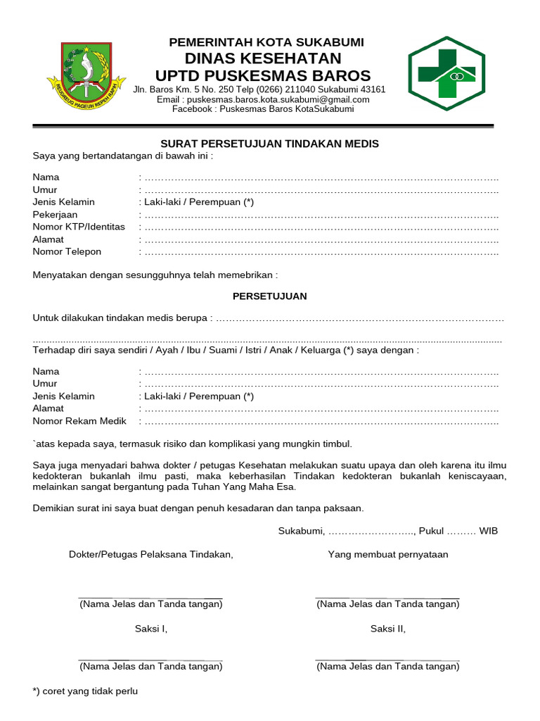 Surat Persetujuan Tindakan Medis BBL | PDF