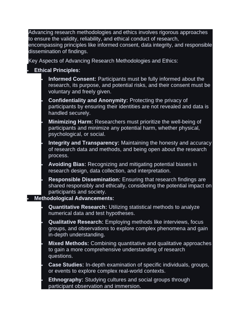 Advancing Research Methodologies and Ethics | PDF | Methodology ...
