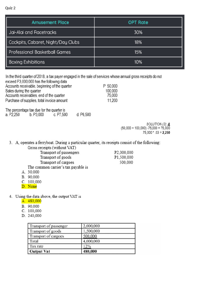 Business Tax-Questions and Answer | PDF