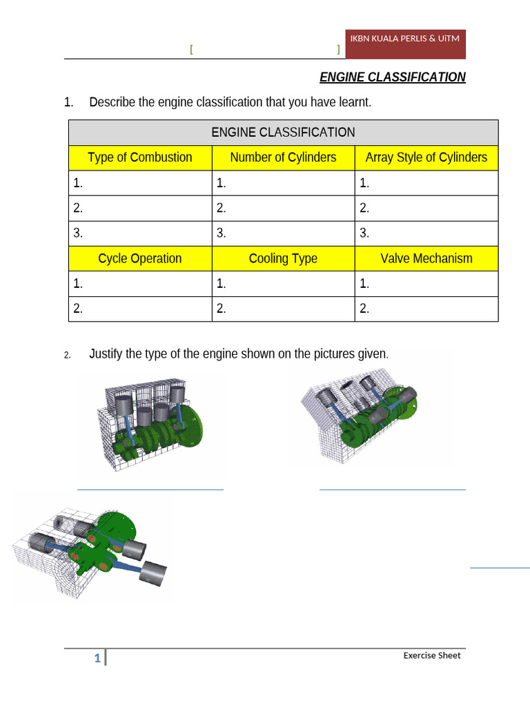 EXERCISE SHEET | PDF | Internal Combustion Engine | Piston