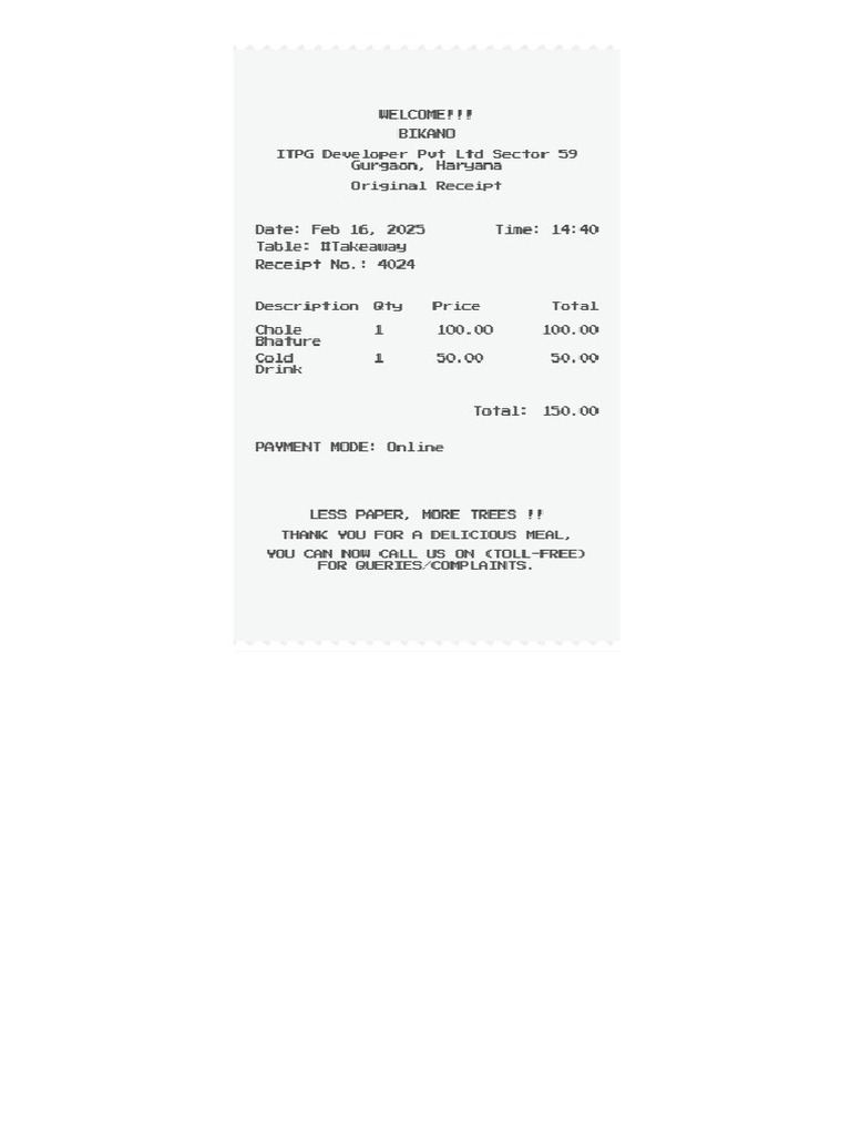 16 Feb Lunch Bill | PDF