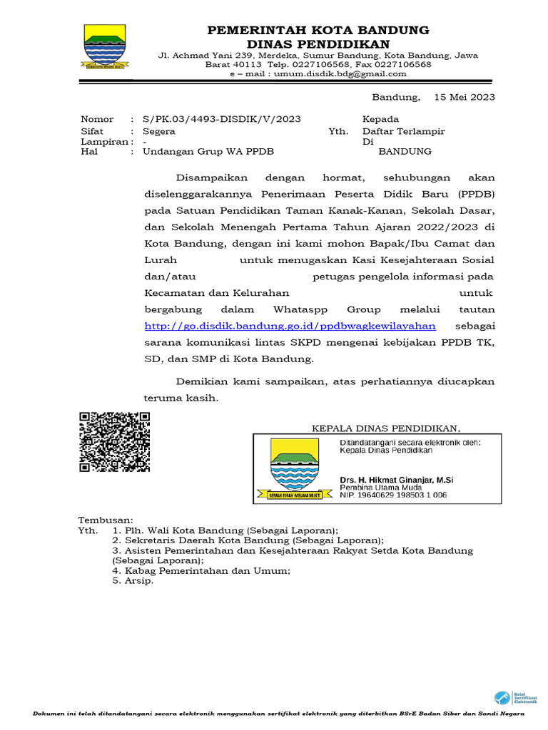 Undangan Grup Wa PPDB | PDF