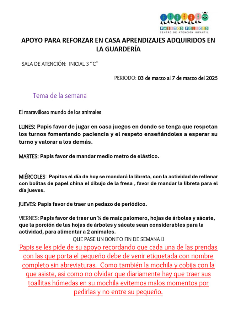 Tareas 3C 3 al 7 de mar | PDF