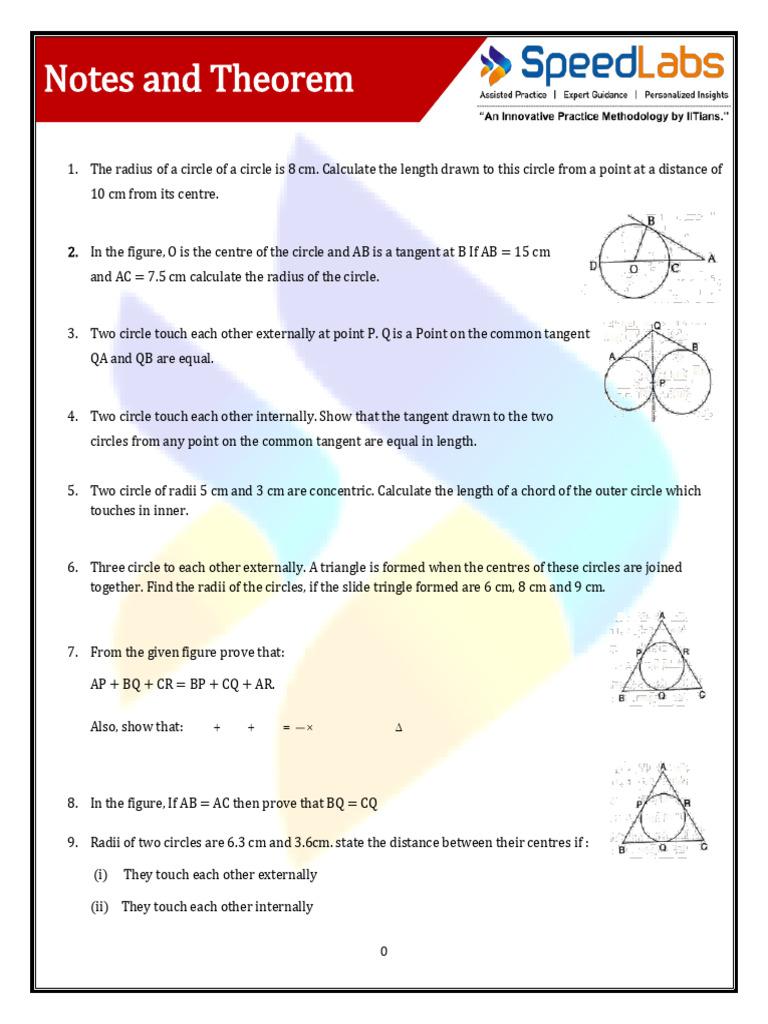 Tangents and Intersecting Chords Important Qs 22. Imp. Questions ...