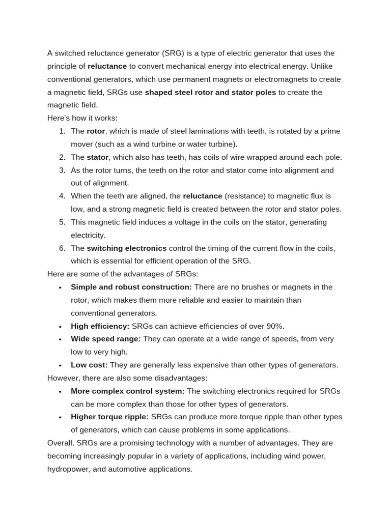 A Switched Reluctance Generator | PDF