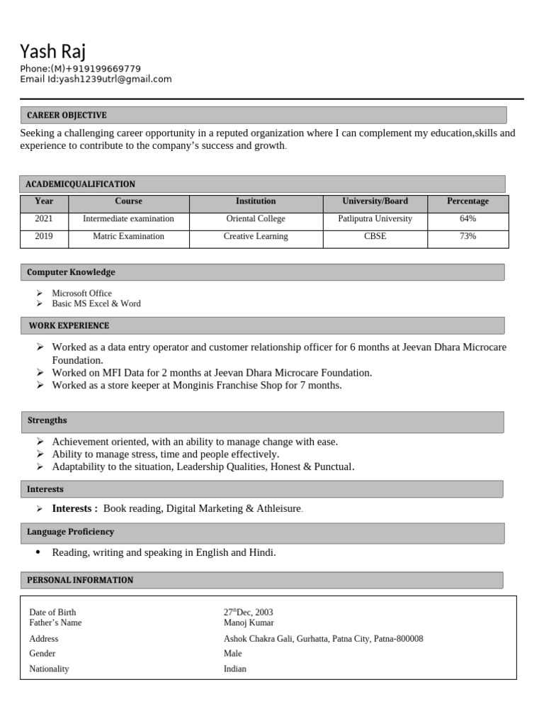 Yash Resume | PDF