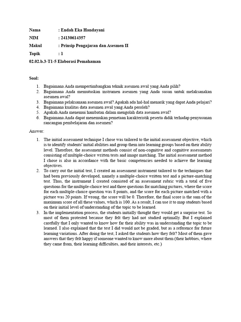 02.02.b.3-T1-5 Elaborasi Pemahaman | PDF | Multiple Choice | Learning