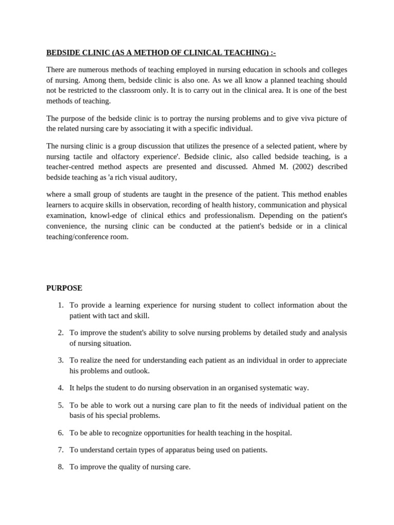 Bedside Clinic-WPS Office | PDF | Nursing | Learning