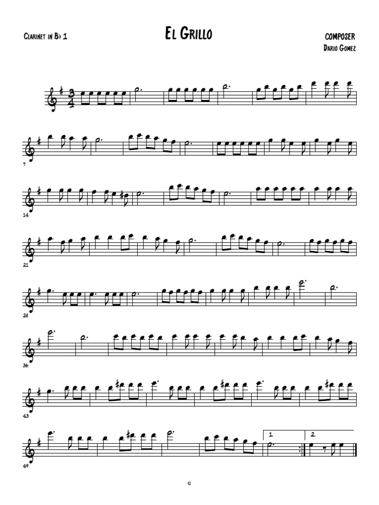 El GRILLO - Clarinet in BB 1 | PDF