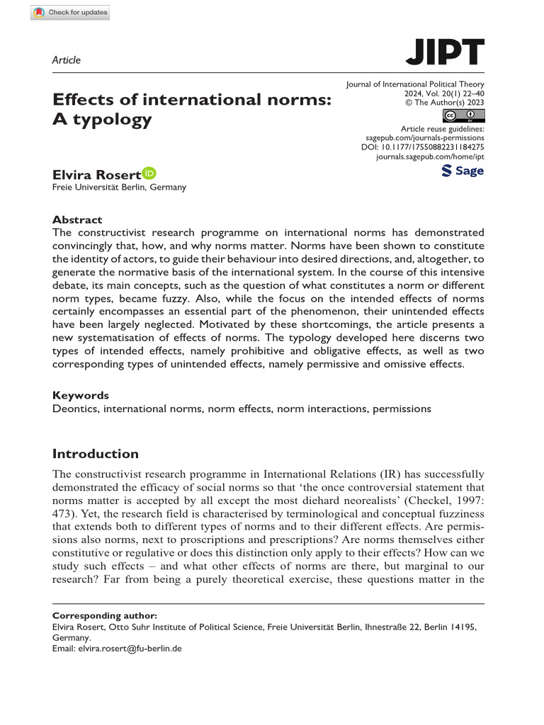 Typology of International Norm Effects | PDF | Intention | Sovereignty