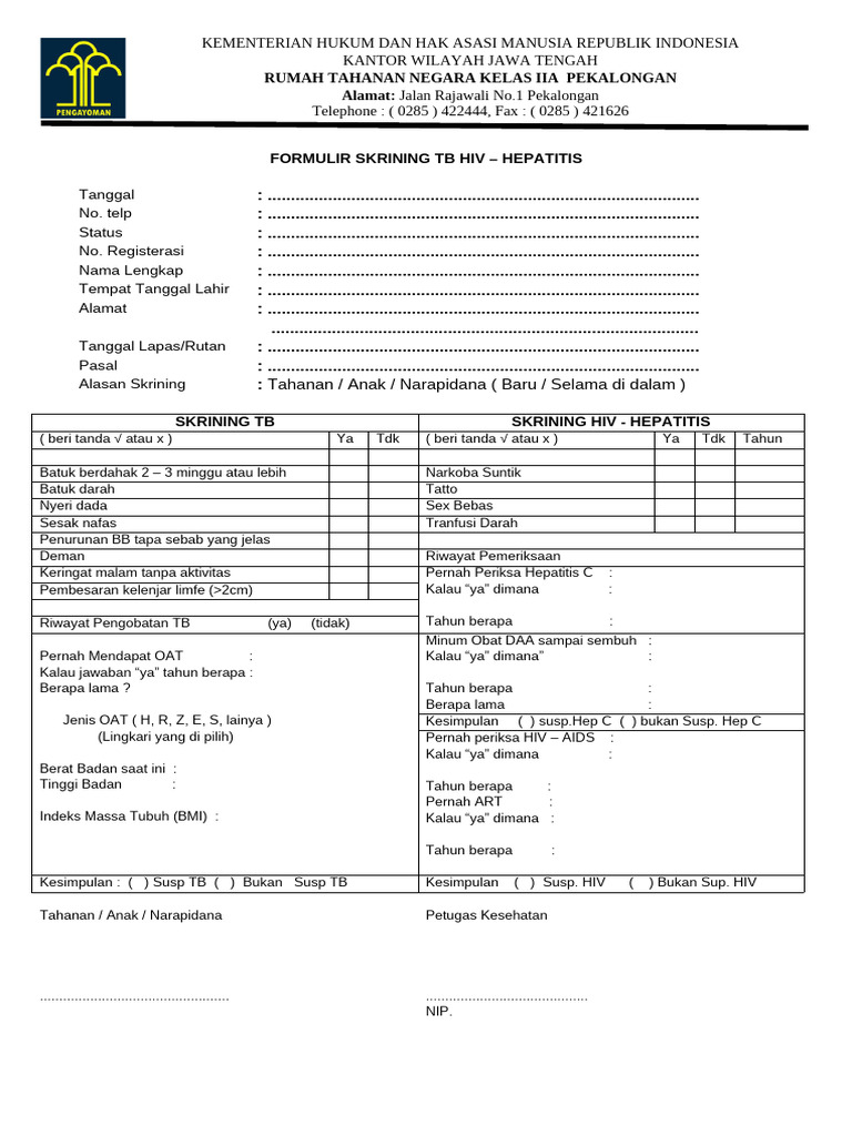 Formulir Skrining Hepatitis dan TB | PDF