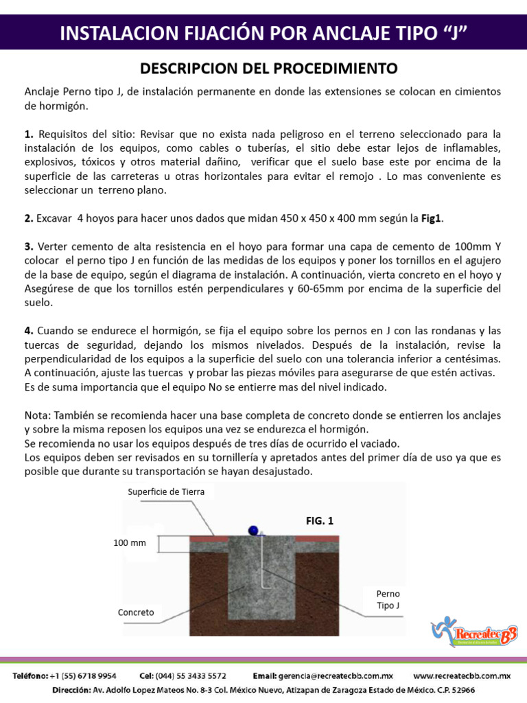 Instalación de Anclajes Tipo J en Concreto | PDF | Tornillo | Hormigón