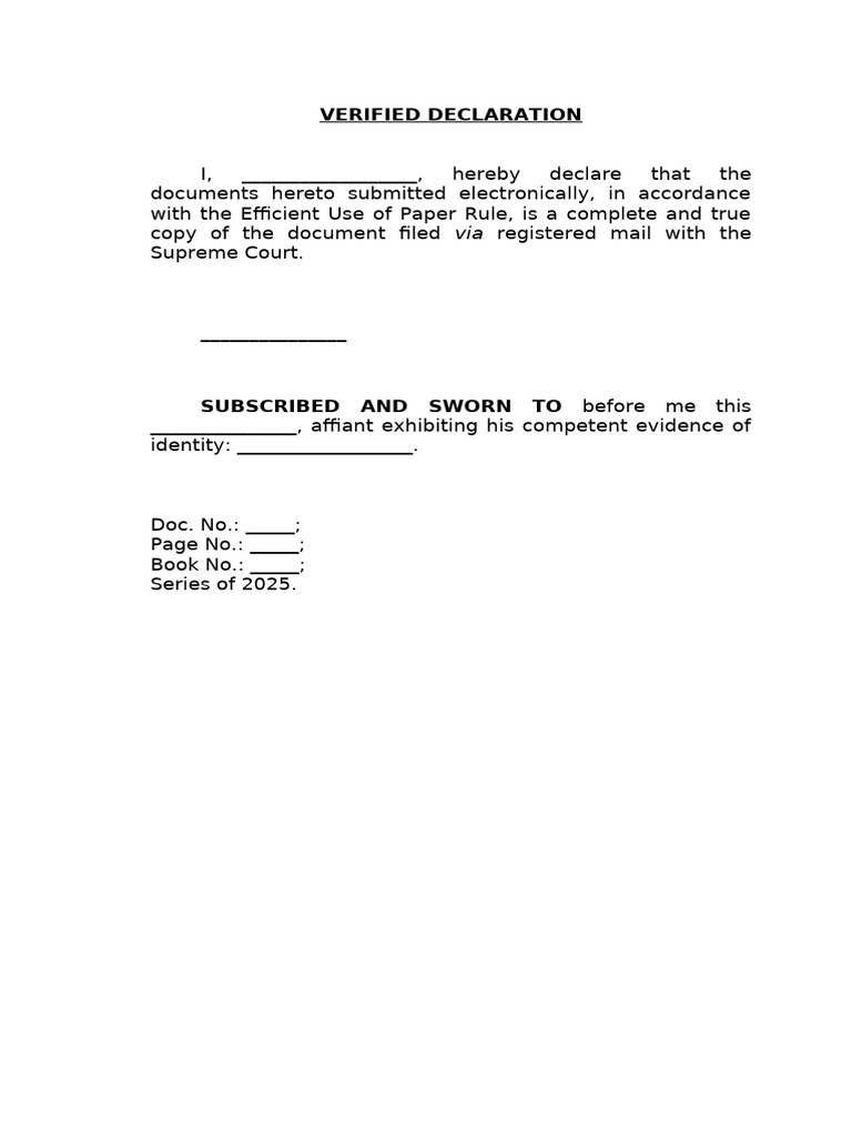 Verified Declaration for Supreme Court | PDF