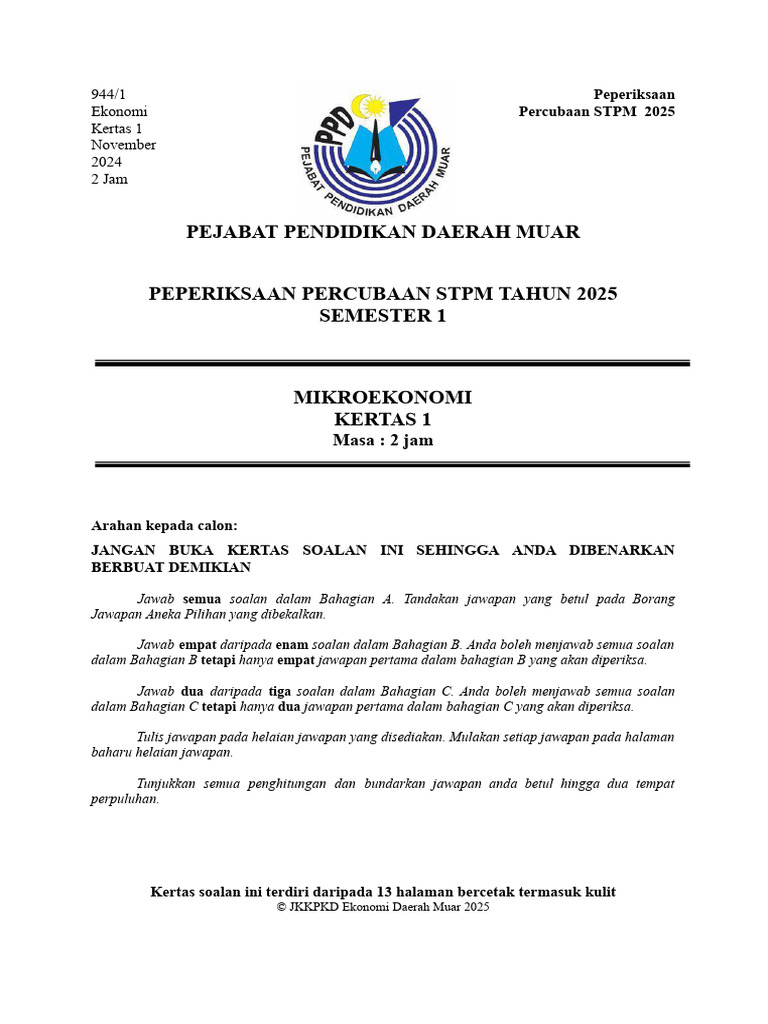 Trial Sem 1 2025 Muar | PDF