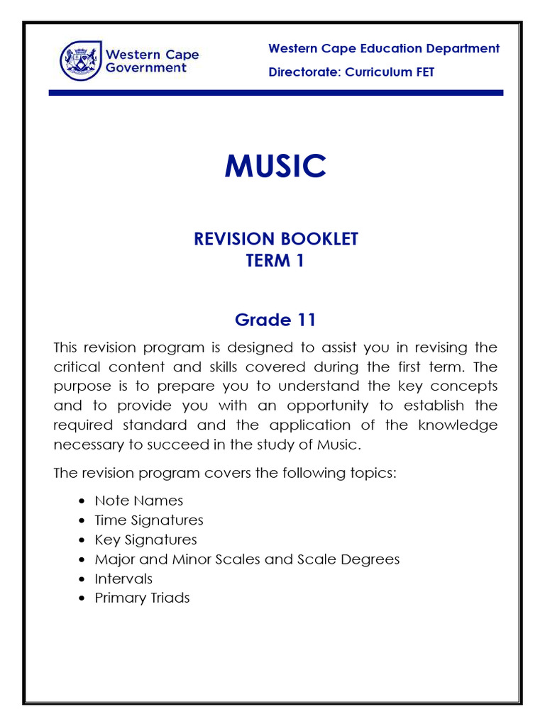 Grade 11 Music Revision Guide | PDF | Minor Scale | Scale (Music)