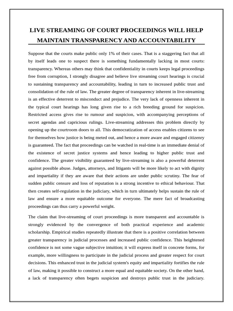 Benefits of Live Streaming Court Proceedings | PDF | Freedom Of The ...