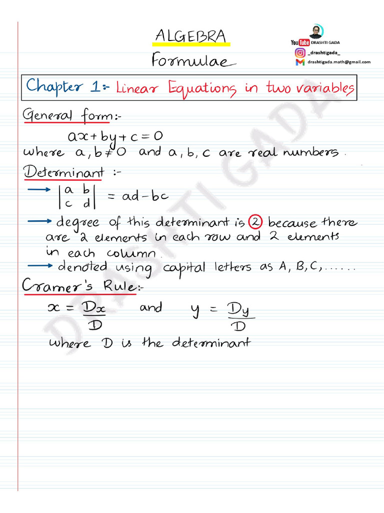 Algebra Formulae (Drashti Gada) - SSC | PDF