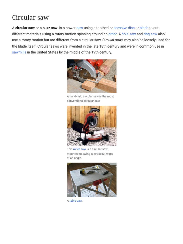 History of the Circular Saw | PDF | Cutting | Cutting Tools