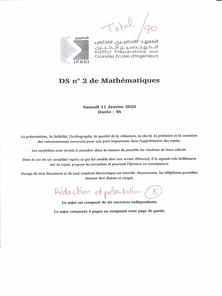 Barème DS02 Math MPSI | PDF