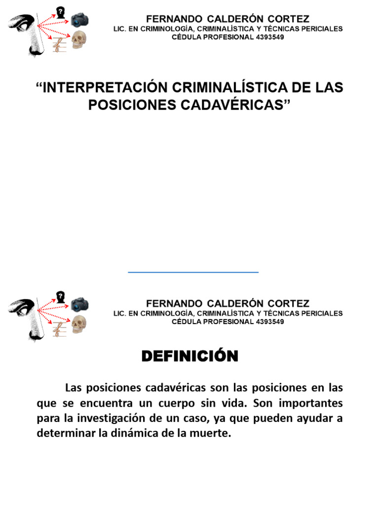 Interpretación Criminalística de Las Posiciones Cadavéricas | PDF | Ciencia forense | Términos ...