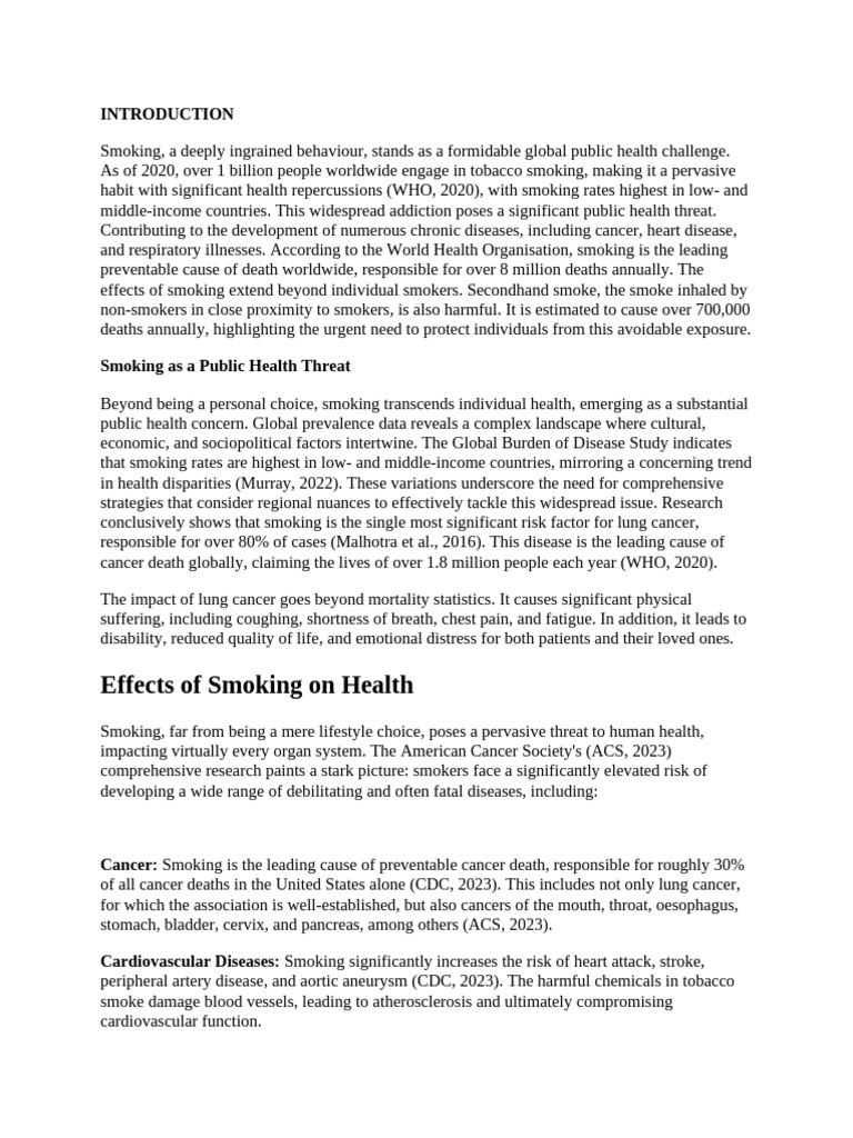 SMOKING AND LUNG CANCER - Edited | PDF | Lung Cancer | Cancer