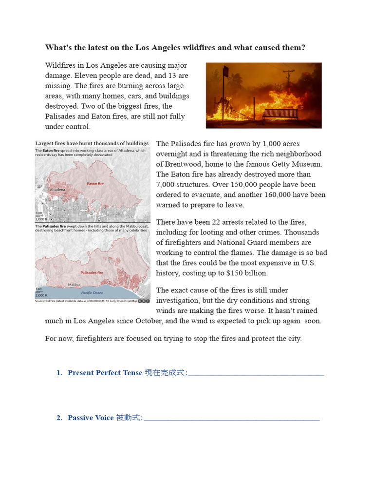 What's The Latest On The Los Angeles Wildfires and What Caused Them | PDF