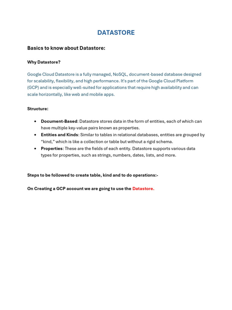 Datastore Documentation & Users DB Design | PDF | Databases | Computing
