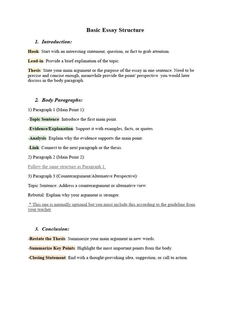 Basic Essay Structure-2 | PDF