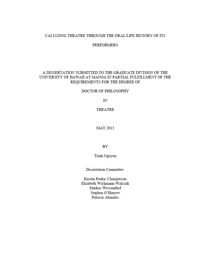 Cai Luong Theatre Through The Oral:Life History of Its Performers | PDF ...