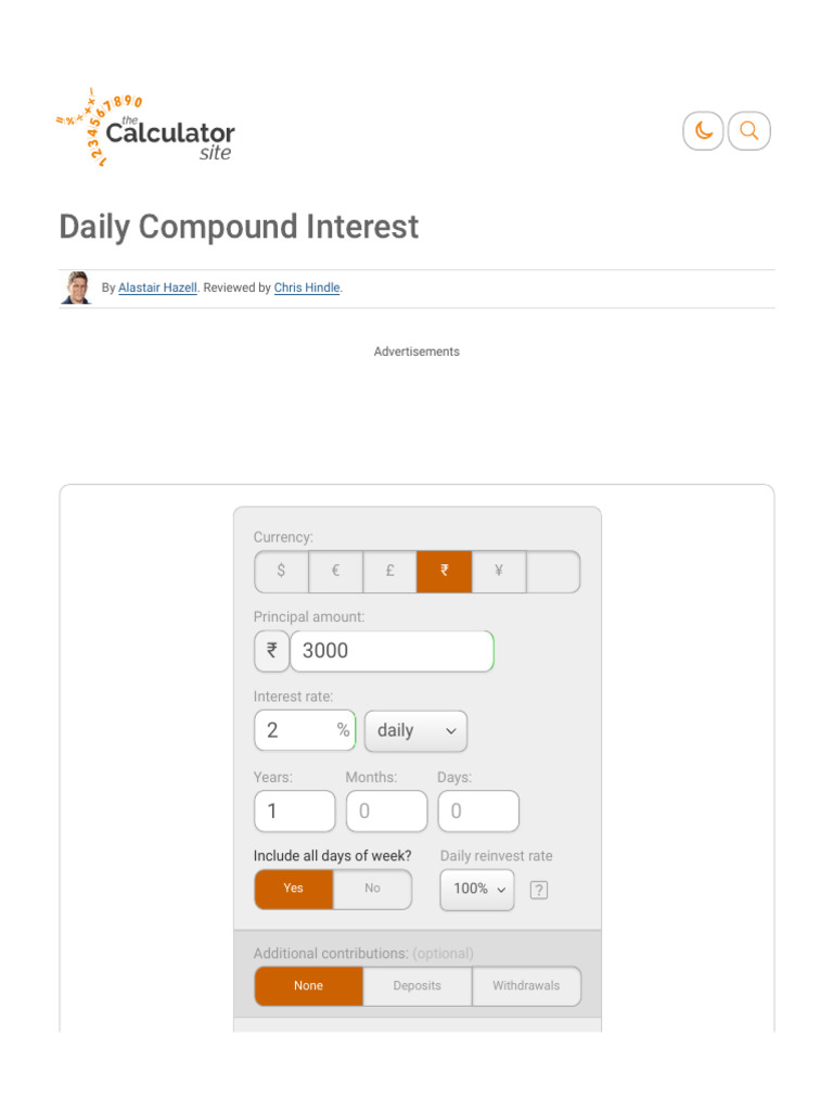 Daily Compound Interest Calculator (1) | PDF | Interest | Compound Interest Daily Compound Interest Calculator (1) | PDF | Interest | Compound Interest