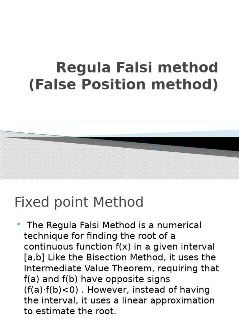 Lecture 4 (1) Falsi Method | PDF | Numerical Analysis | Computer Programming