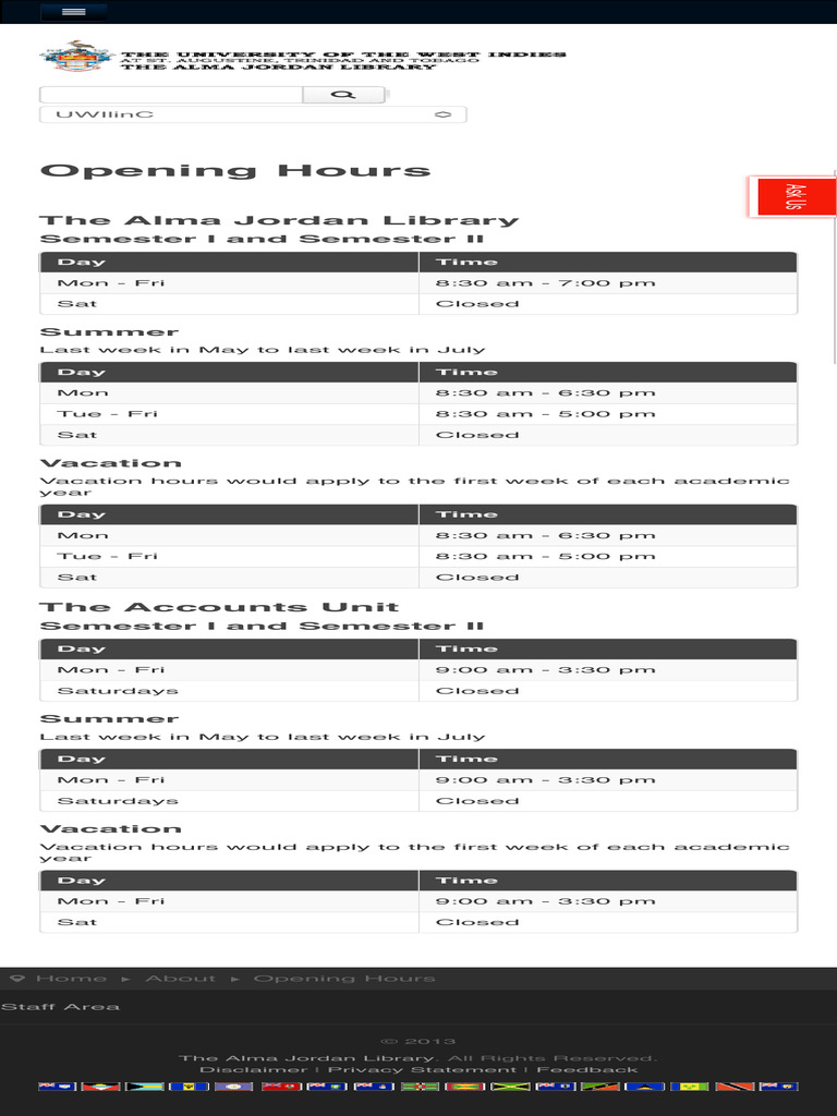The Alma Jordan Library - Opening Hours | PDF