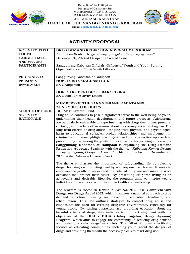 Drug Demand Reduction Advocacy Program | PDF | Adolescence | Substance ...