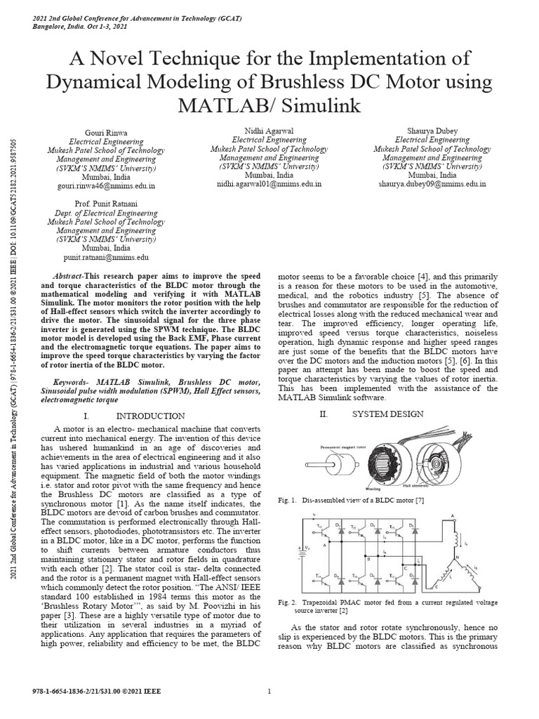 Dynamical Modeling of BLDC Motor in MATLAB | PDF | Electric Motor ...