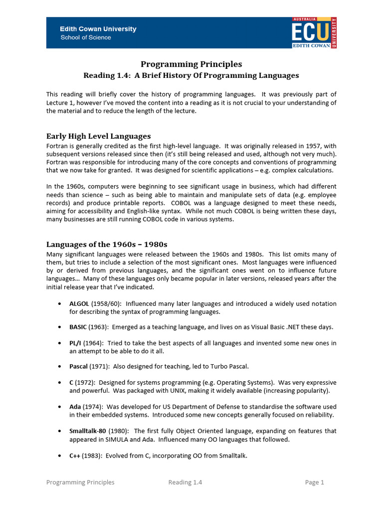 ProgPrinc_Reading_1.4_A_Brief_History_Of_Programming_Languages | PDF | Computer Programming ...