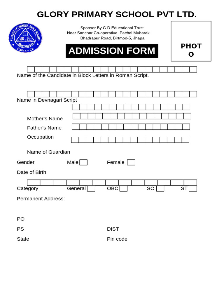 Admission Form | PDF