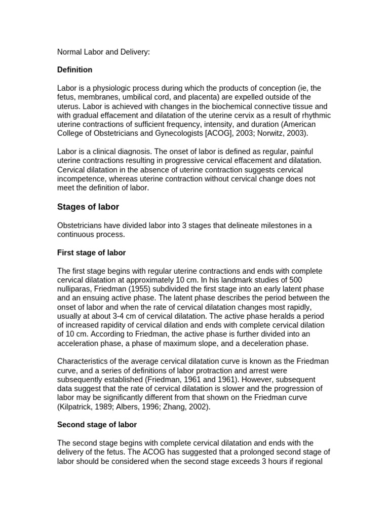 Normal Labor and Delivery | PDF | Childbirth | Maternal Health