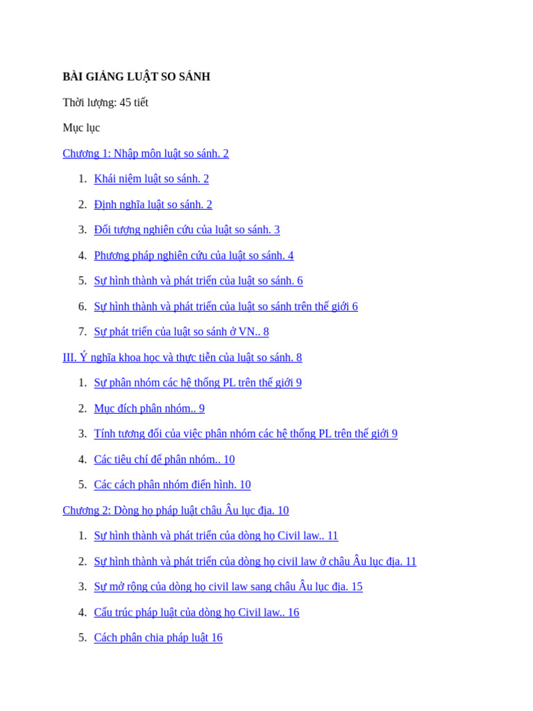Bài Giảng Luật So Sánh - VB 2, ĐH Luật Hà Nội, 2017 | PDF