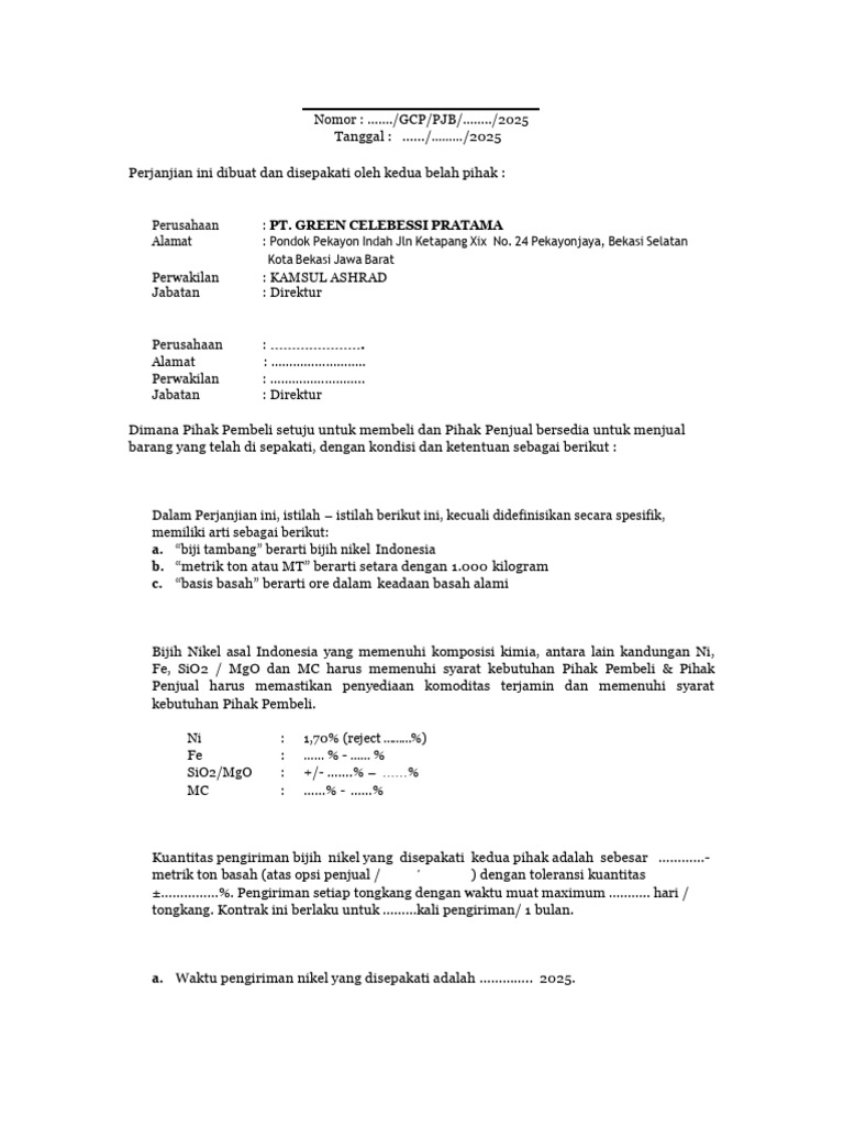 Draft Kontrak GCP 2025 | PDF