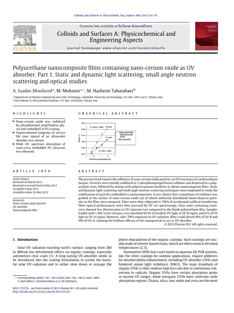 A. Saadat-Monfared - Polyurethane Nanocomposite Films Containing Nano ...